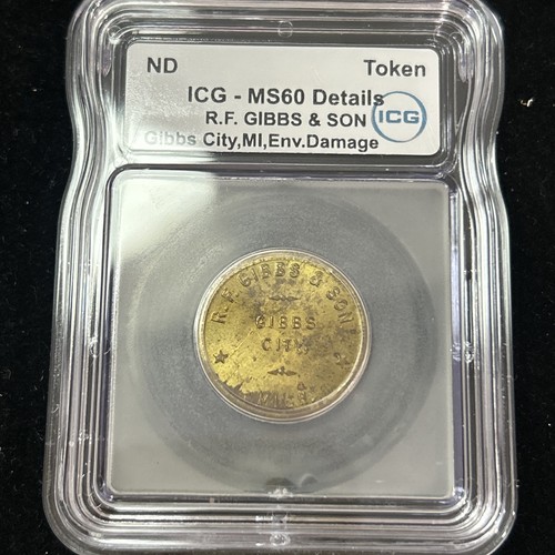 SASA No Date R F Gibbs And Son Token Gibbs City MI ICG Ms60 Details | eBay