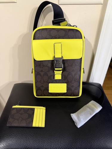 NWT Coach Track Pack In Colorblock Signature Canvas (Yellow) | eBay