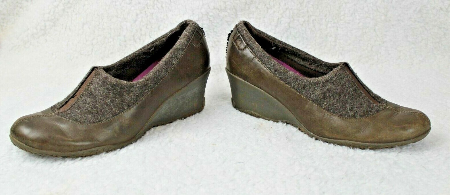 Merrell Womens 9.5 Shoes Brown Tulip Espresso Wedge Wool Vibram Sole | eBay