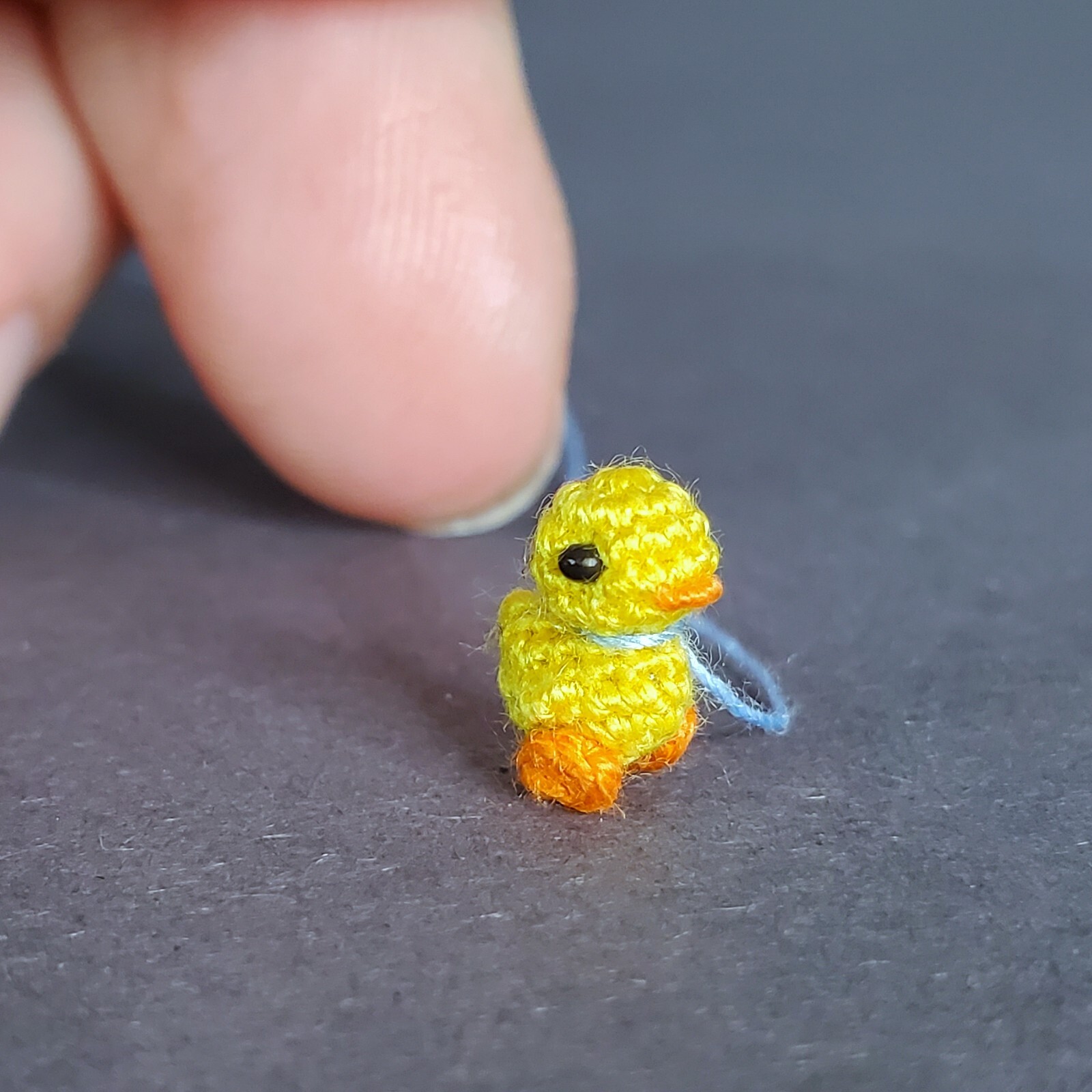 Extremely tiny duck.Micro crocheted duck.Dollhouse miniature animal ...