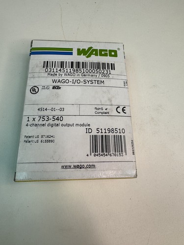 WAGO 753-540 4 Channel Digital Output Module New!! | eBay