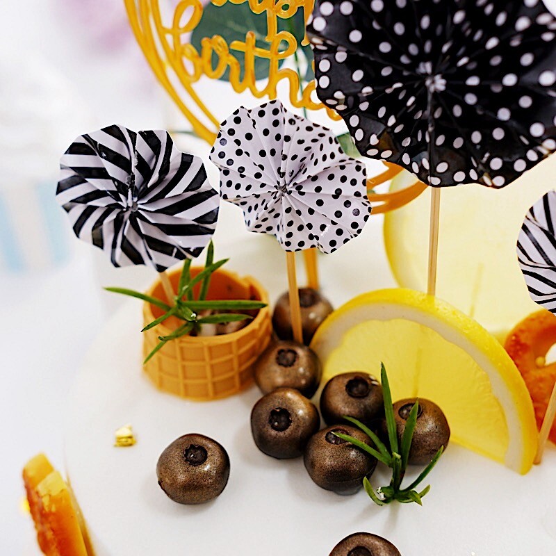 Happy Birthday CAKE TOPPER Set Paper Fans Confetti Balloon Decorations ...