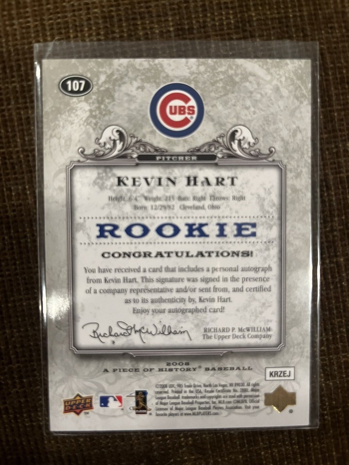 2008 Upper Deck Piece Of History Chicago Cubs Kevin Hart AUTO #/499 | eBay