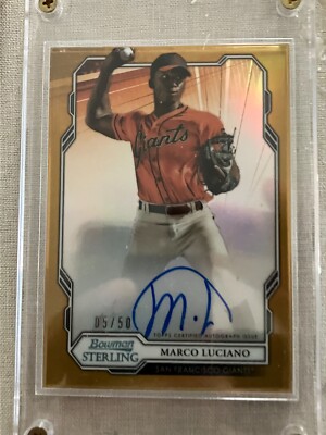 2019 Bowman Sterling Marco Luciano Gold Refractor /50 Autograph RC ...