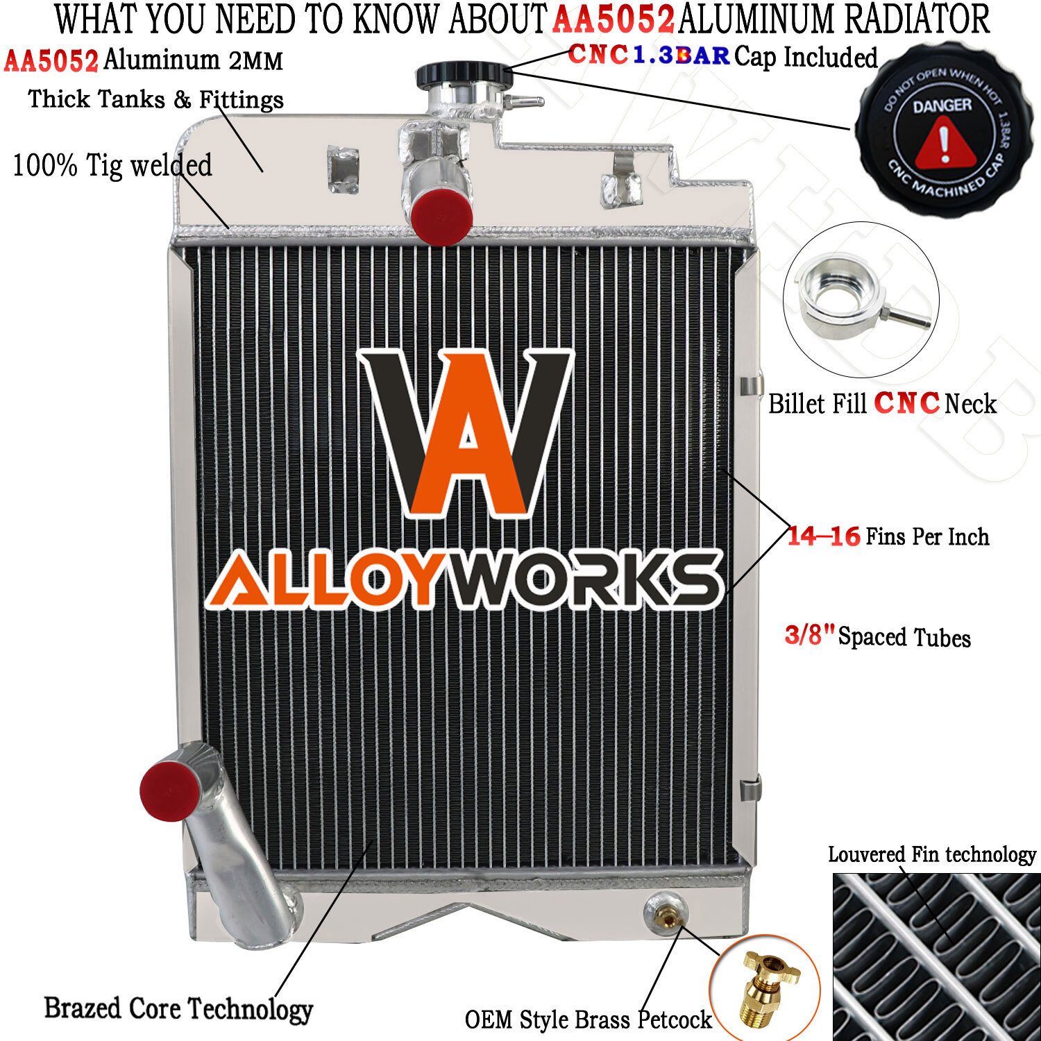 3 Row Radiator For Massey Ferguson TEA20 TE20 TO20 TO30 TO35 MF 35 Gas ...