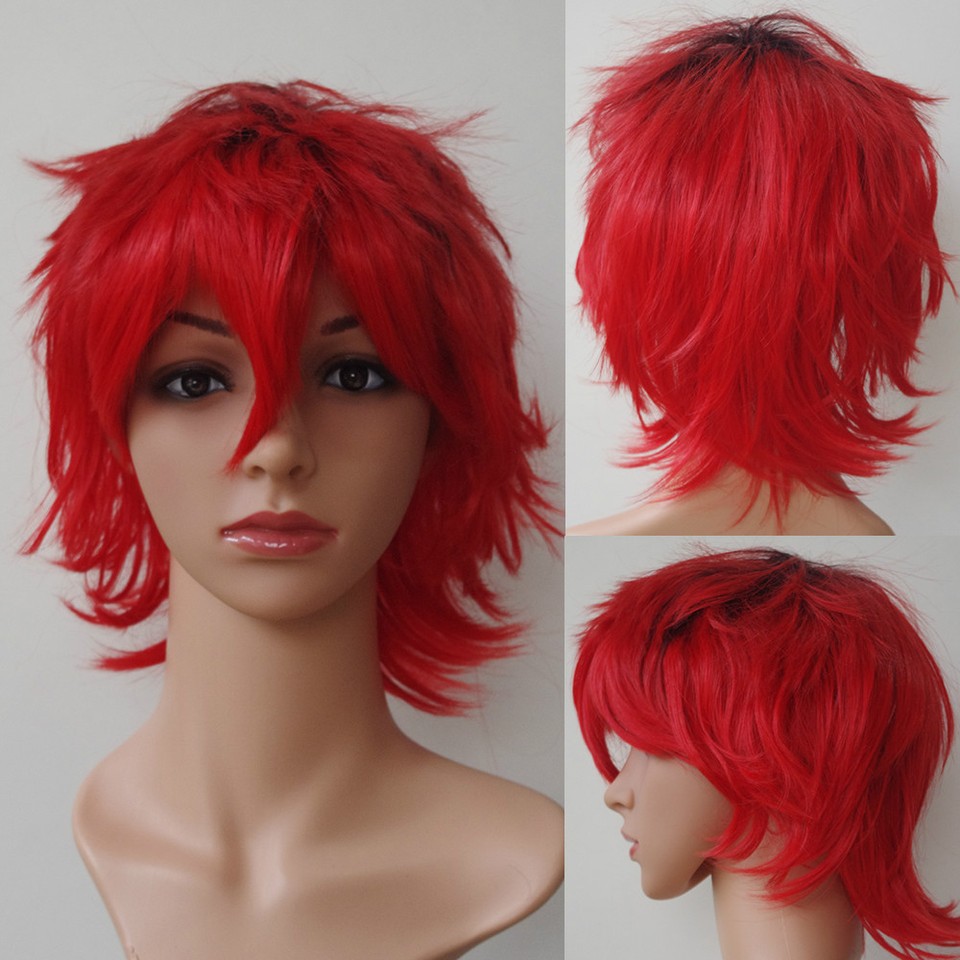 US Popular Short Anime Cosplay Wig 100% Synthetic Hair Thick Straight ...