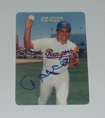 JOSE CECENA AUTO'D SIGNED 1988 MOTHER'S COOKIES CARD #12 TEXAS RANGERS ...