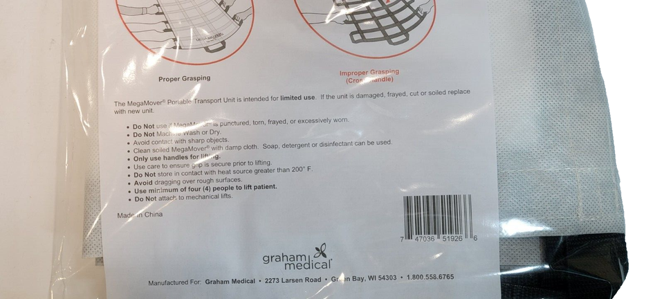 Mega Mover 51926 Patient Medical Mover Up to 1000lbs Portable Transport ...