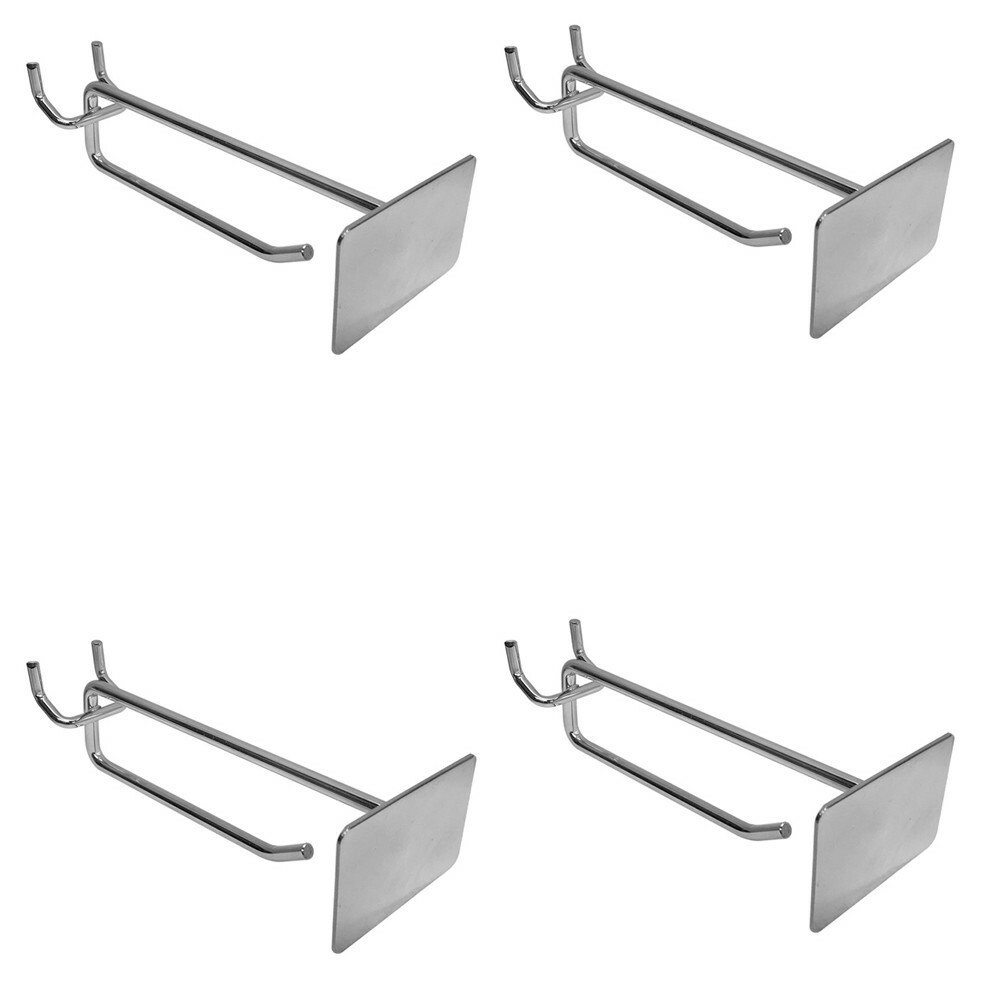 Chrome 4" Pegboard Metal Plate Scanner Hooks Retail Store Display | eBay