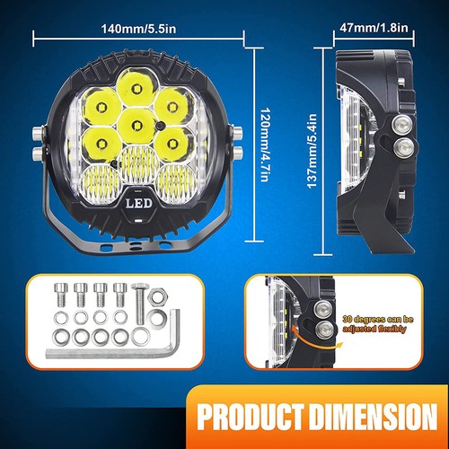 1/2PCS 5 inch LED Work Light Pod Spot Flood Combo Fog Lamp Offroad ...