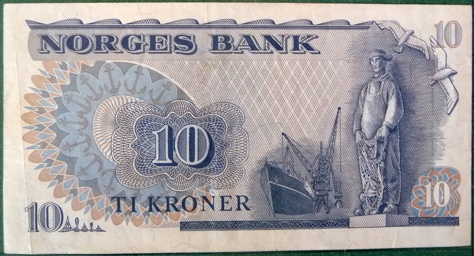 NORWAY 10 KRONER NOTE FROM 1976, P36 b, NANSEN | eBay