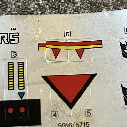 Transformers G1 Scavenger Unused Decal Sticker Sheet Devastator 5916 / ...
