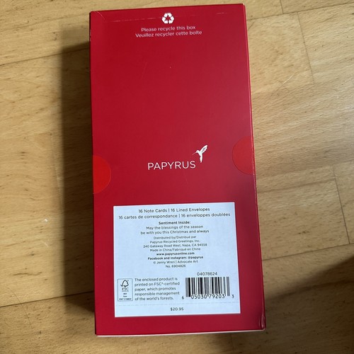 PAPYRUS Christmas Greeting Cards Box of 16 w Envelopes | eBay