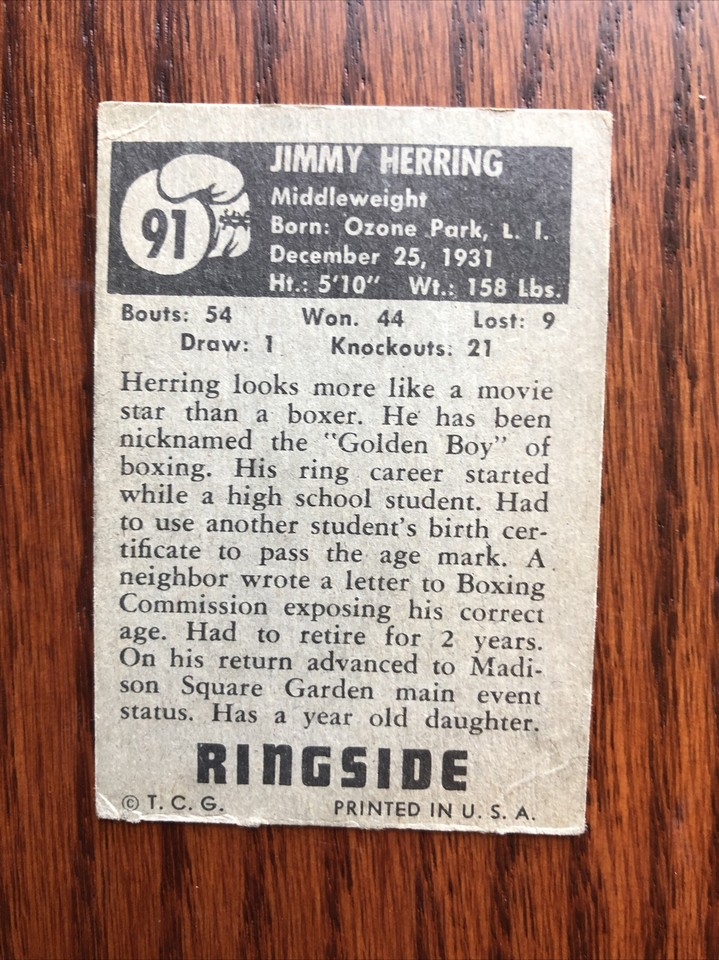 1951 Topps Ringside #91 Jimmy Herring Middleweight | eBay