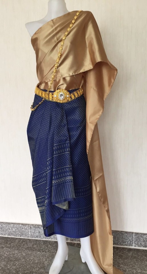 Traditional Thai Costume Wedding Dress Wrap Sinh Skirt Cloth Carnival ...