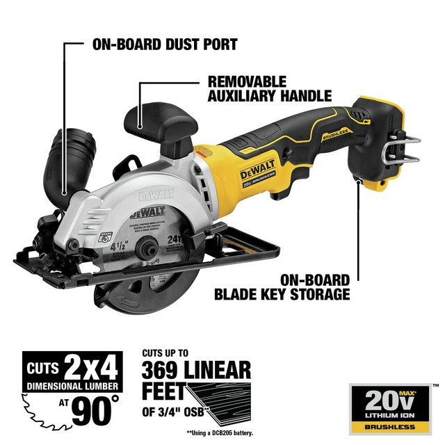 DEWALT DCS571B Atomic 20V MAX 4 1/2 inch Compact Circular Saw - DCS571B ...