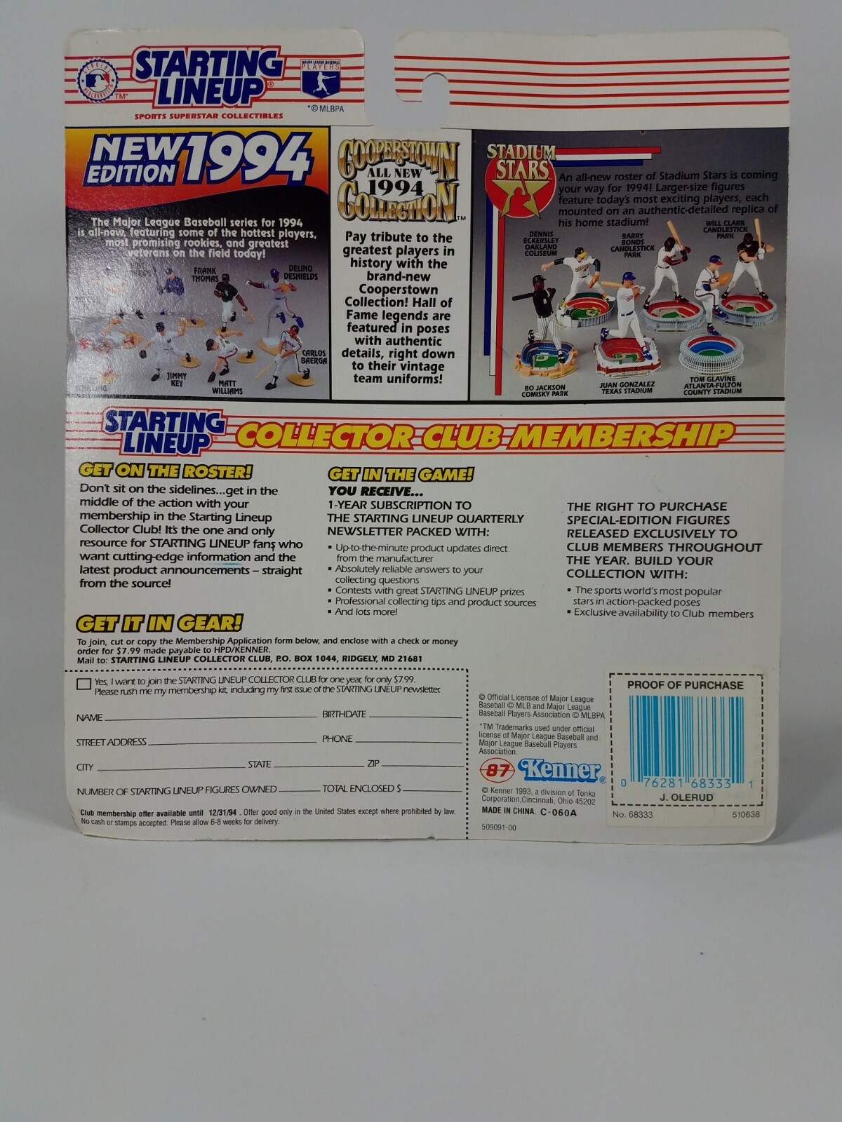 MLB Baseball John Olerud (1994) Starting Lineup Kenner Figure ...