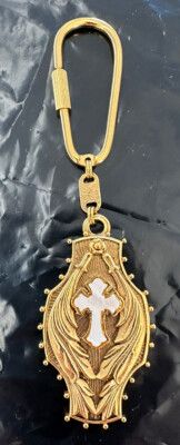 Gold Tone Cross With Angel Wings Key Holder | eBay