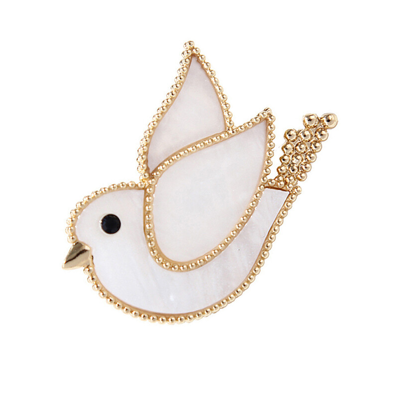 White Enamel Bird Brooch Dove of peace Brooch For Party Banquet ...
