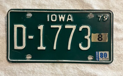 LICENSE PLATE IOWA DEALER D- 1773 1979 80 | eBay