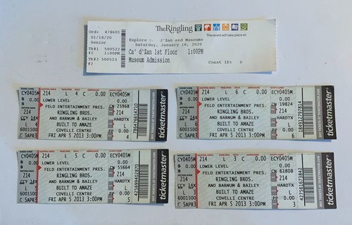 Ringling Bros. Barnum & Bailey Circus April 5, 2013 tickets Lot ...