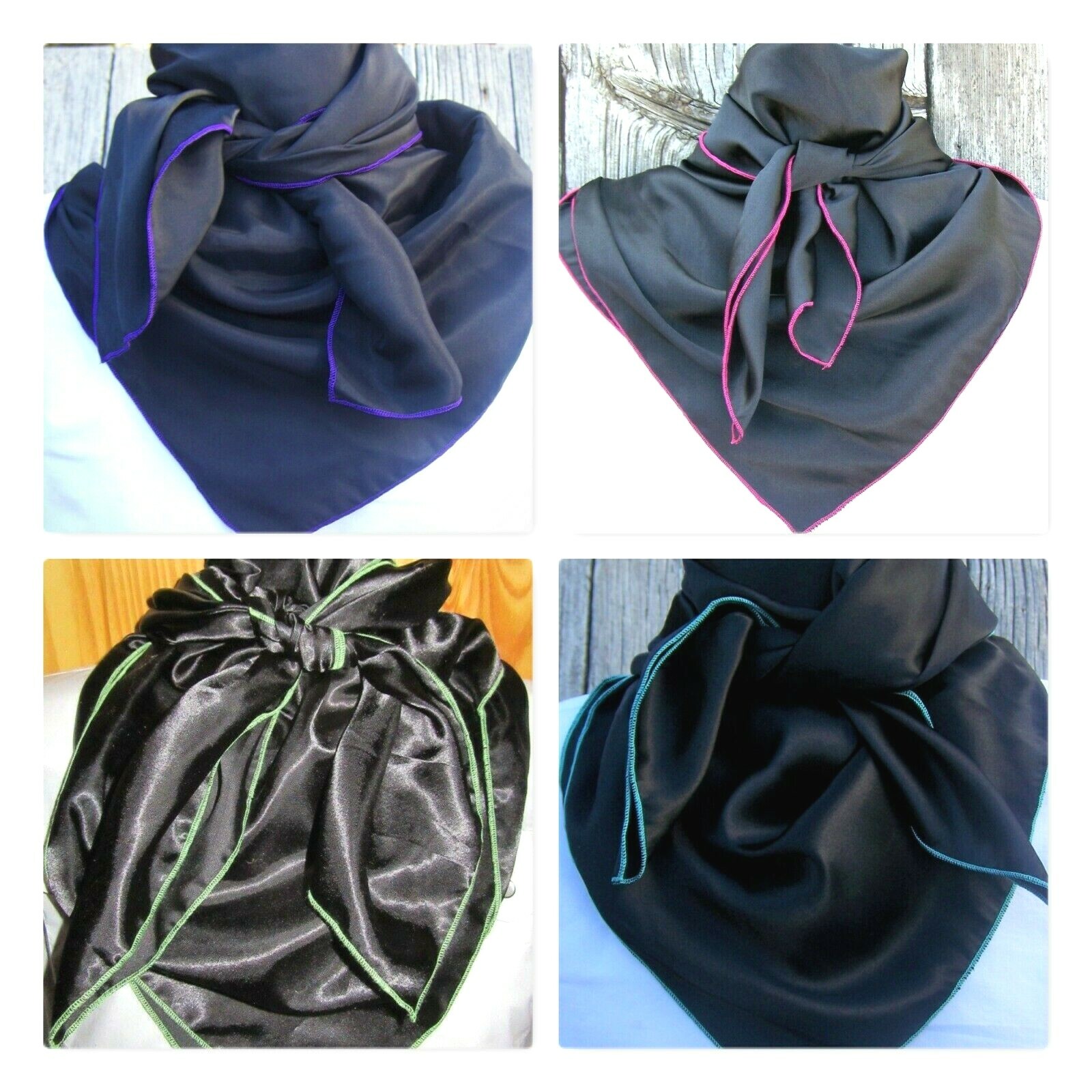 Wild Rag Scarf Western Cowboy Buckaroo Scarves Bandana Silky Black w ...