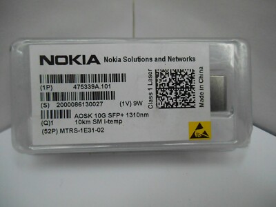 NOKIA AOSK 475339A.101 AOSK 10G SFP+ 1310nm 10km SM I-Temp MTRS-1E31-02 ...