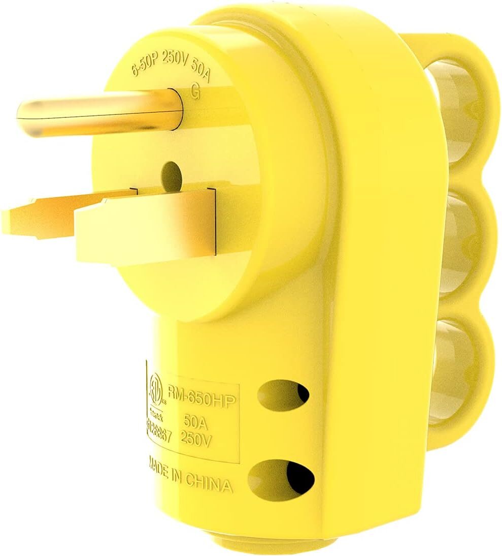 50Hp Yellow 250V 50A Welder Dryer Replacement Male Plug Weatherproof ...