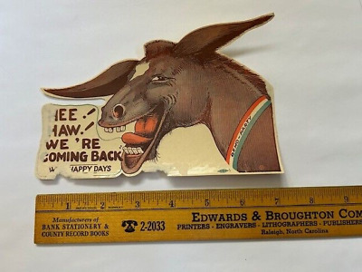 FDR Happy Days Are Here Again New Deal Donkey Decal | eBay