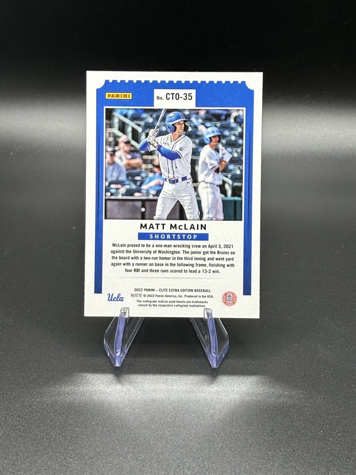 2022 elite extra edition college ticket Matt McLain RC #CTO-35 ...