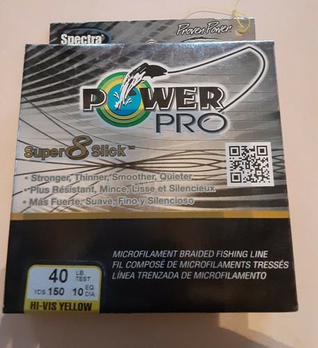 Power Pro Super 8 Slick Braid 40lb 150 Yards Yellow - 31100400150Y for ...