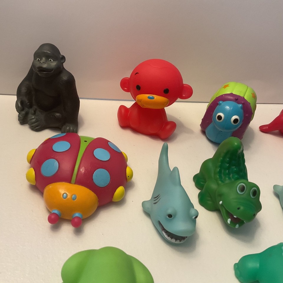 Toy Rubber Animal Lot of 12 Figures 1” to 3” Tall Bathtub Toys Baby ...