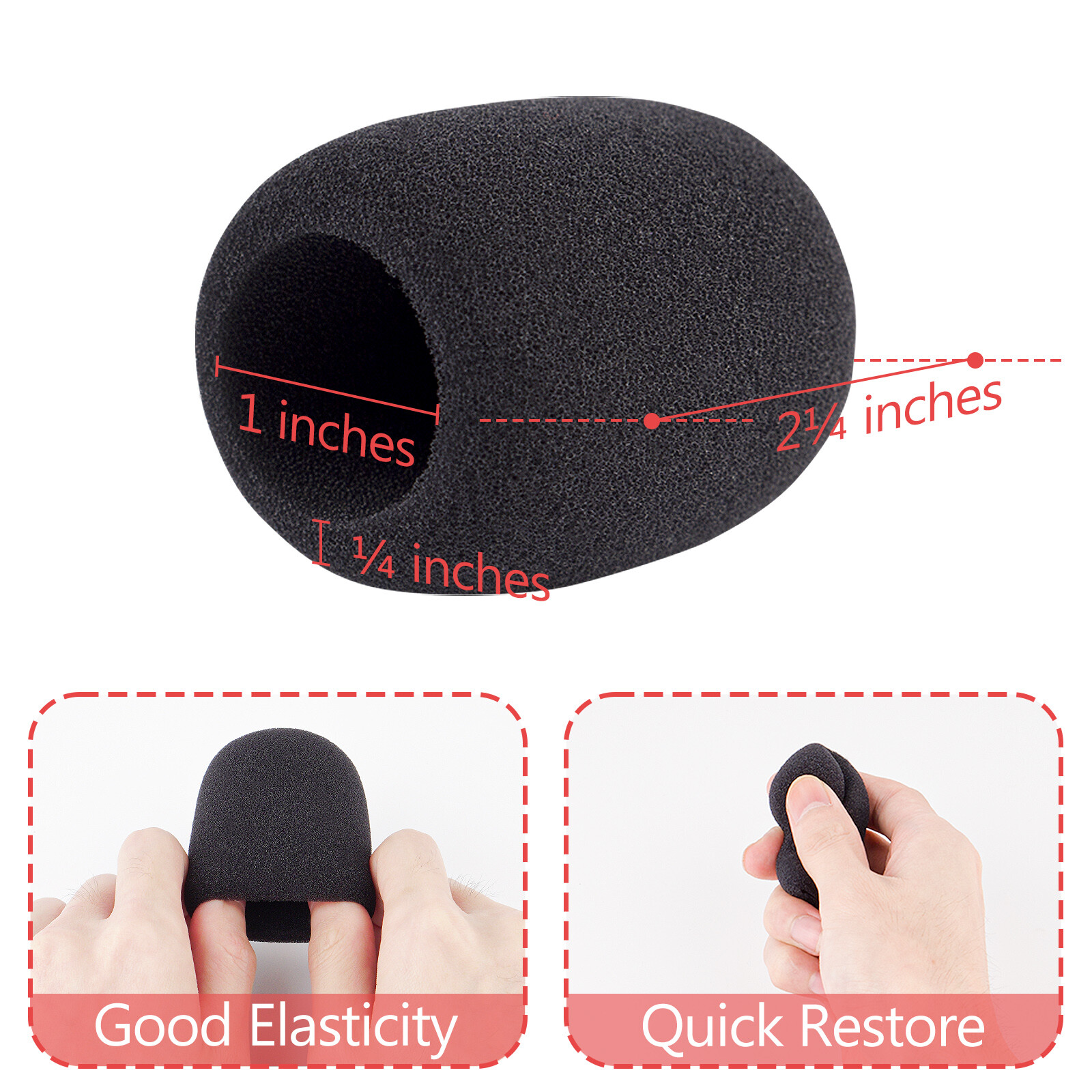 Geekria Foam Windscreen for Shure SM57, PGA81-LC (Black / 2 Pack ...