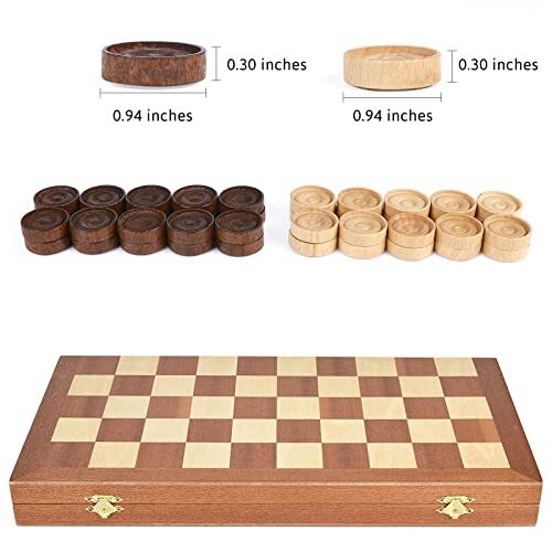 15inch Checkers Folding Wooden Game Set, 100 Square Checkerboard ...