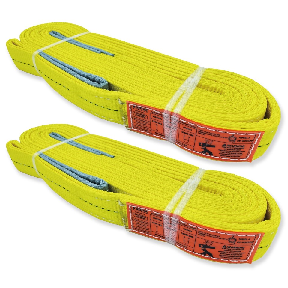 2"x4/6/8/10/12/15/20' 2-Ply Web Sling Flat Eye Tow Lift Strap Heavy ...