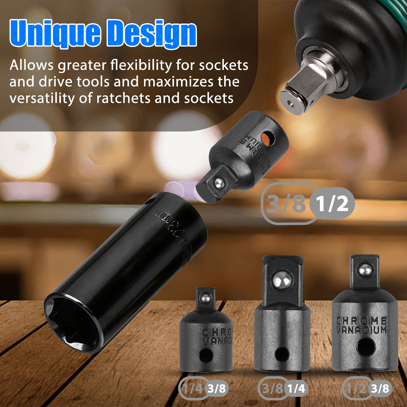 4-pack 3/8" to 1/4" 1/2 inch Drive Ratchet Socket Adapter Reducer Air ...