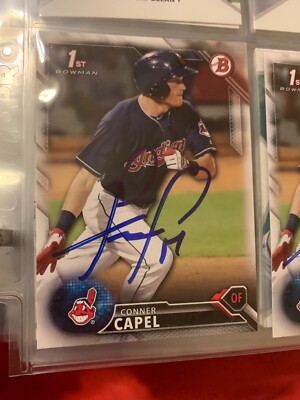 CONNER CAPEL AUTOGRAPHED SIGNED 2016 BOWMAN CARD INDIANS COA | eBay