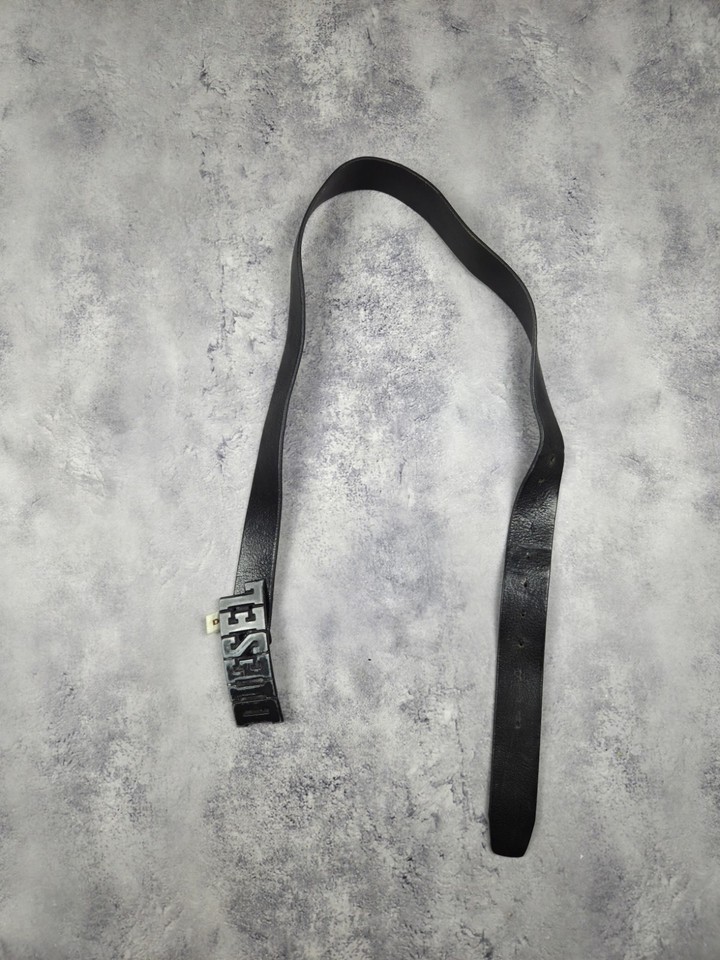 Vintage Diesel Leather Belt Metal Big Logo Men's Made in Italy Rare Y2K ...