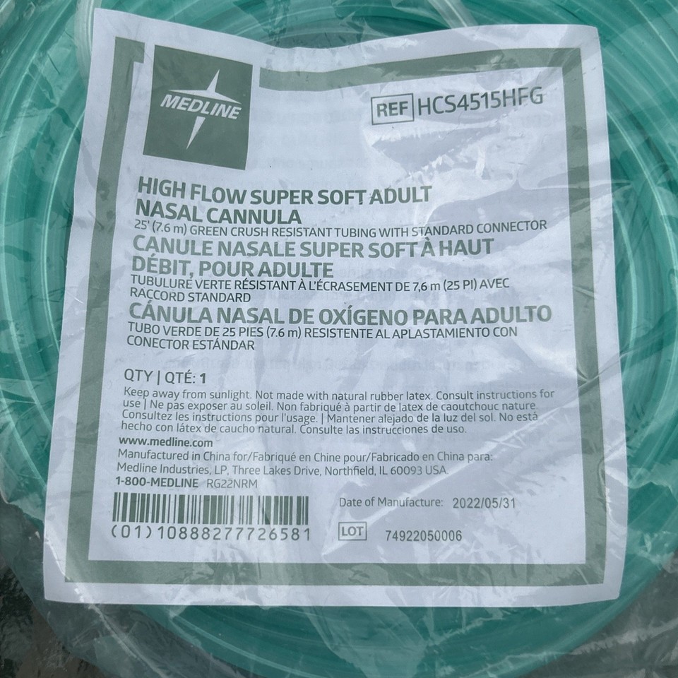 Medline HCS4515HFG High Flow Super Soft Adult Nasal Cannula NEW | eBay