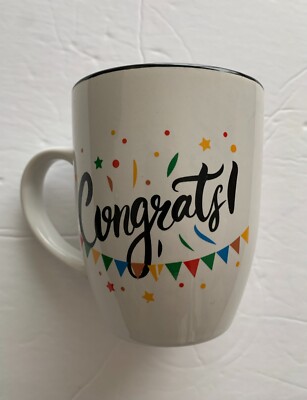 'CONGRATS' COFFEE MUG 8 OZ 'MOMENTUM BRAND WHITE W/BLACK & MULTICOLOR ...