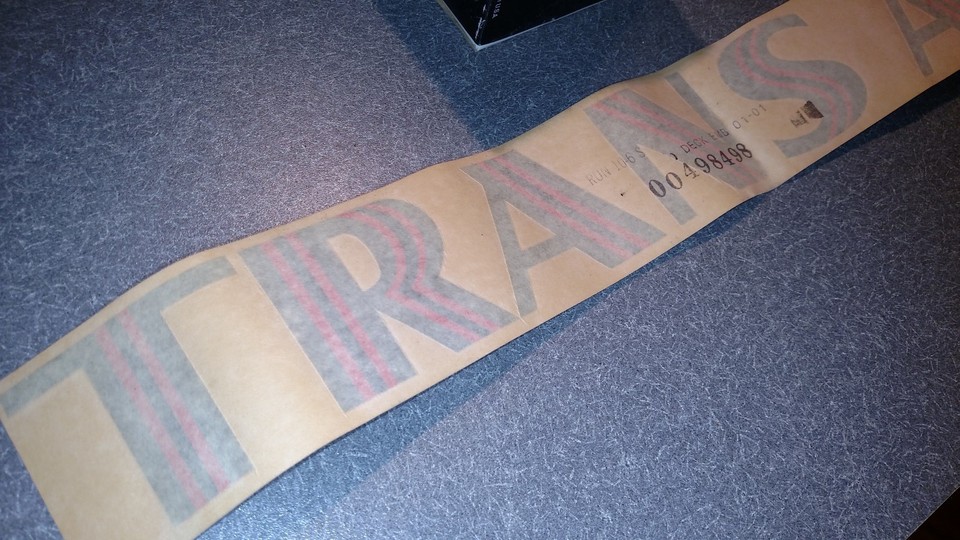 GM 1975 – 1978 Pontiac Trans Am Rear Spoiler Decal Charcoal NOS Part ...