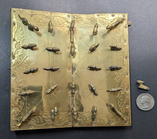 Bagh Chal Tiger Goat Board Game Rare Unique Brass 6" x 6" Small version ...