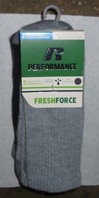 Russell Performance Men's FRESHFORCE Cushioned Crew Cut Socks 3 Pack ...