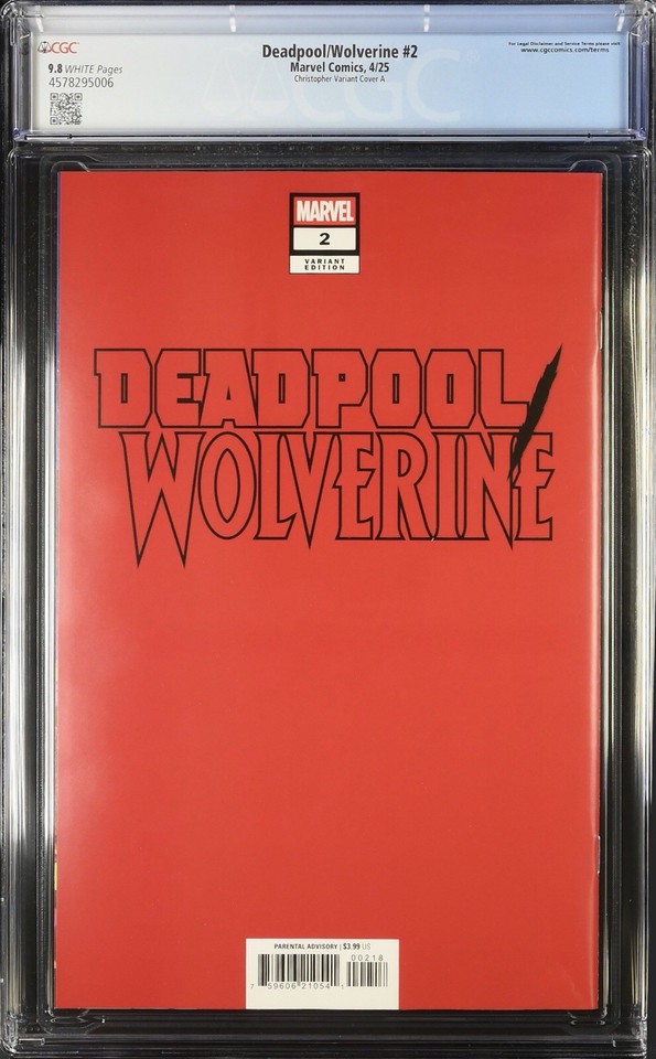 DEADPOOL WOLVERINE #2 (2025) CGC 9.8 NM/Mint JTC Negative Space Variant ...