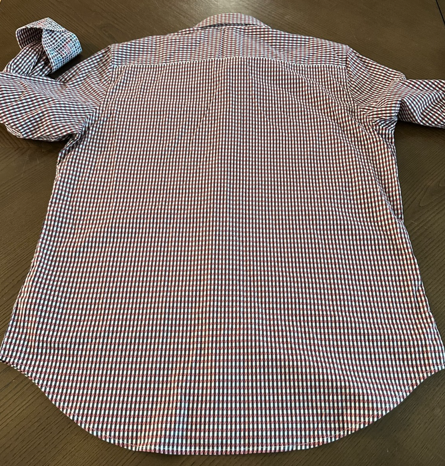 Robert Graham Shirt Men's Large Red Plaid Long Sleeve Flip Cuff Button ...