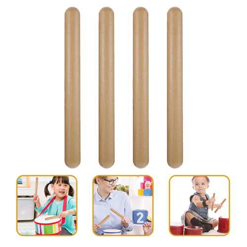 4 Pcs Log Batting Child Preschool Percussion Instrument Wooden Hand ...