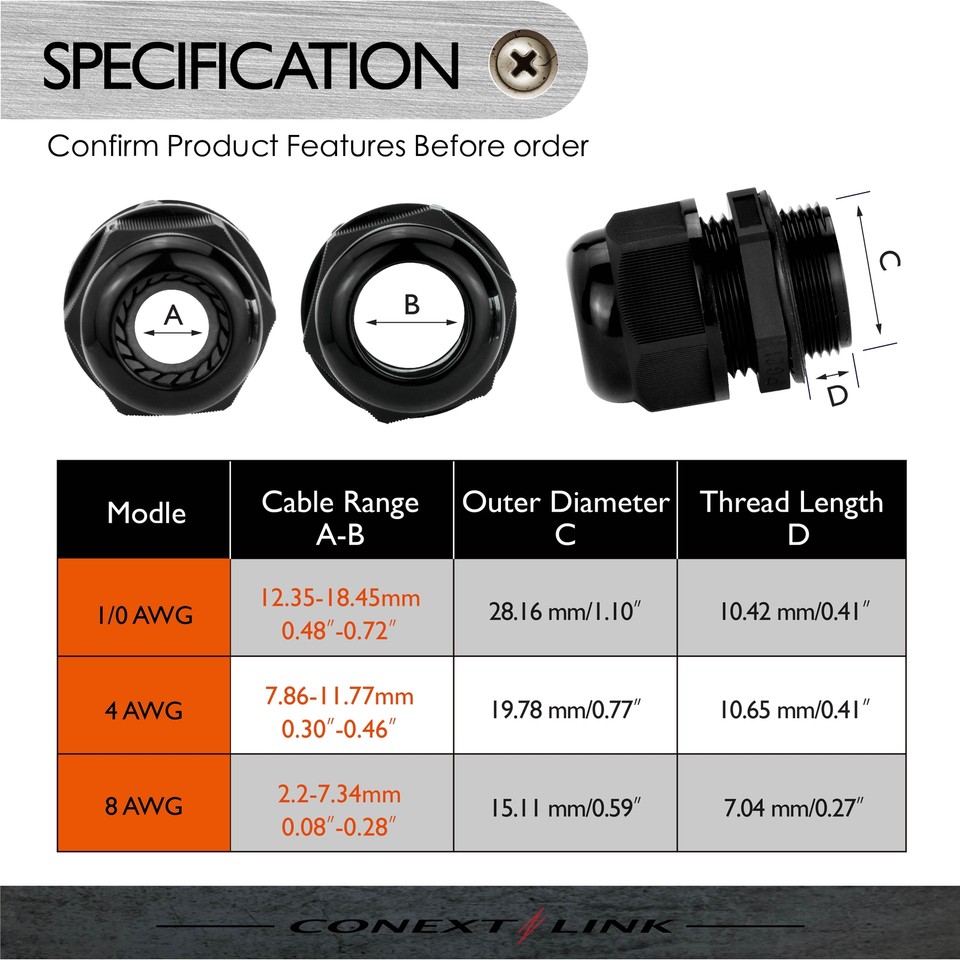5 Firewall Bushing Grommet 1/0 GA AWG Gauge Power Cable Glands PG21 ...