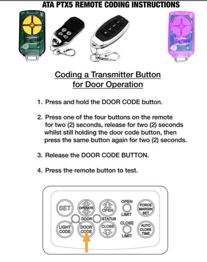 Garage Door Remote Control for ATA PTX5v2 TrioCode128 GDO 6/GDO 7/GDO 8 ...