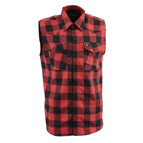 Milwaukee Leather 1649 Men's Black and Red 'Checkered' Cut Off Flannel ...