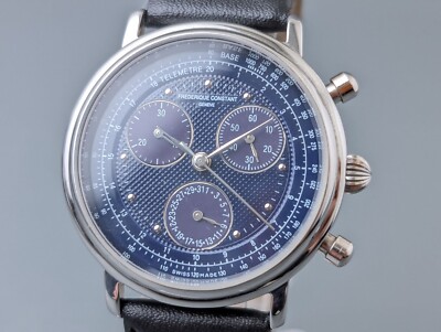 [N Mint] Frederique Constant Depose Blue Dial Chronograph Quartz Men's ...